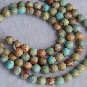 15.5" 8mm/10mm Turquoise Blue Emperor Jasper Round Beads,sea Sediment ...