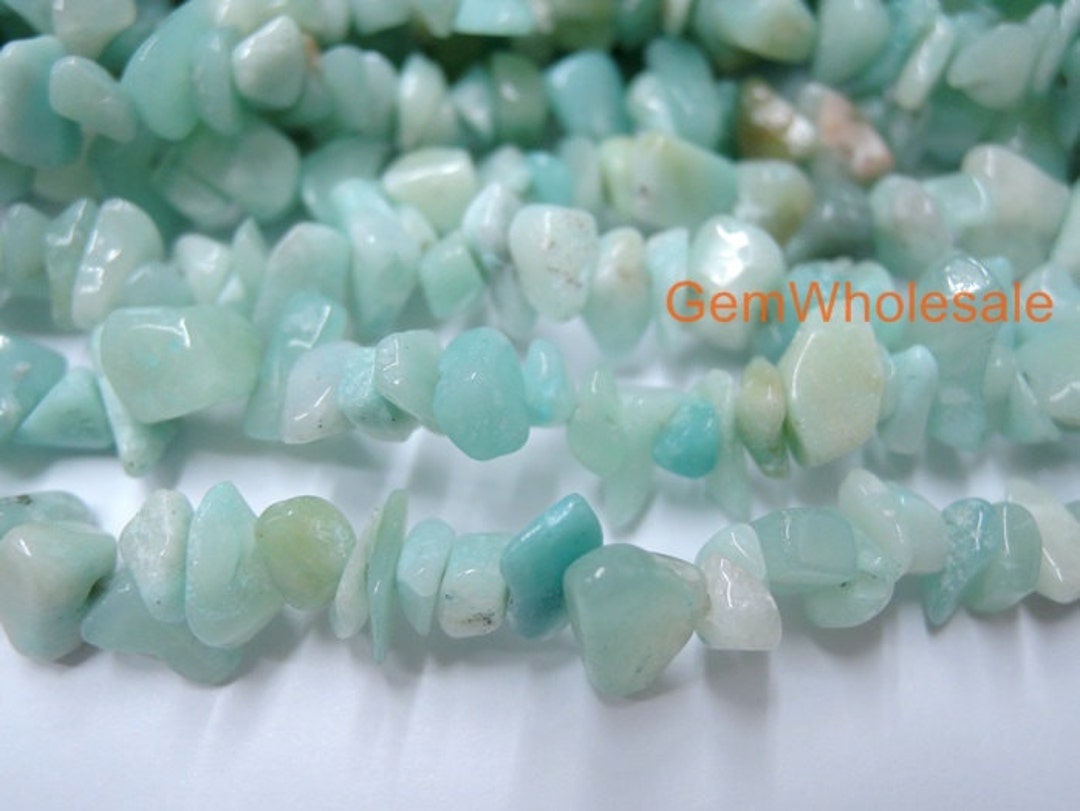 34" Natural Amazonite Chips ~5x8mm, High Quality Blue DIY Chips Beads ...
