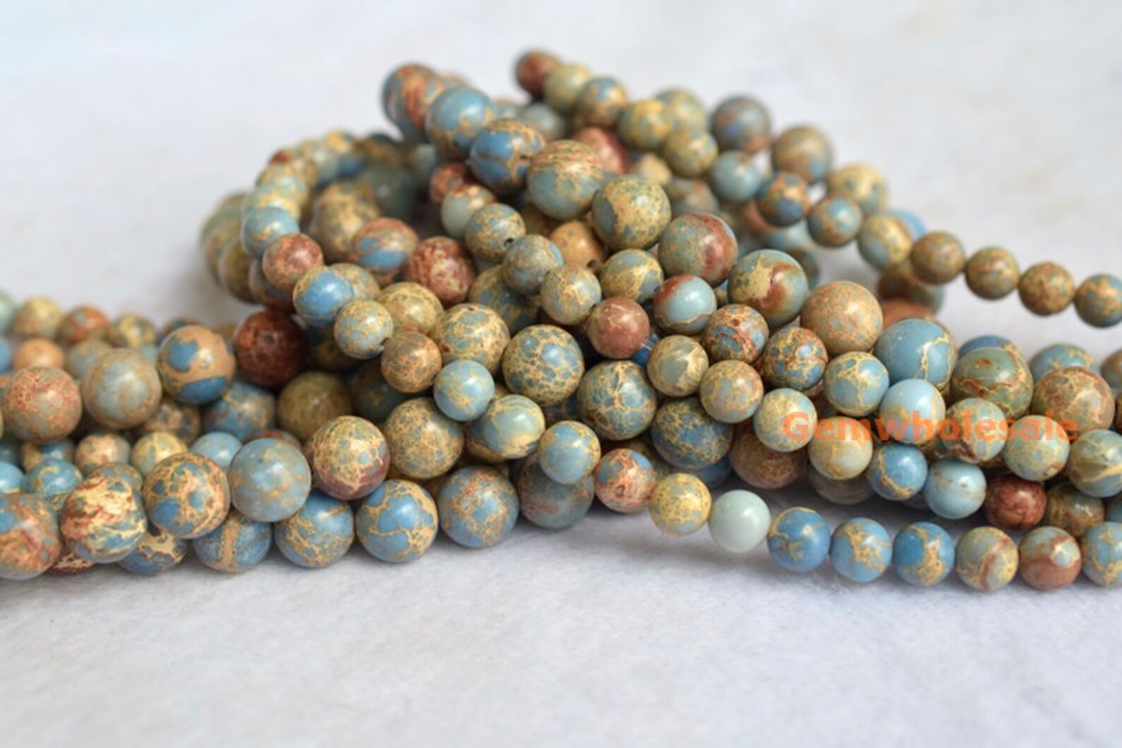 15.5" 8mm/10mm Blue Emperor Jasper Round Beads,sea Sediment Imperial ...