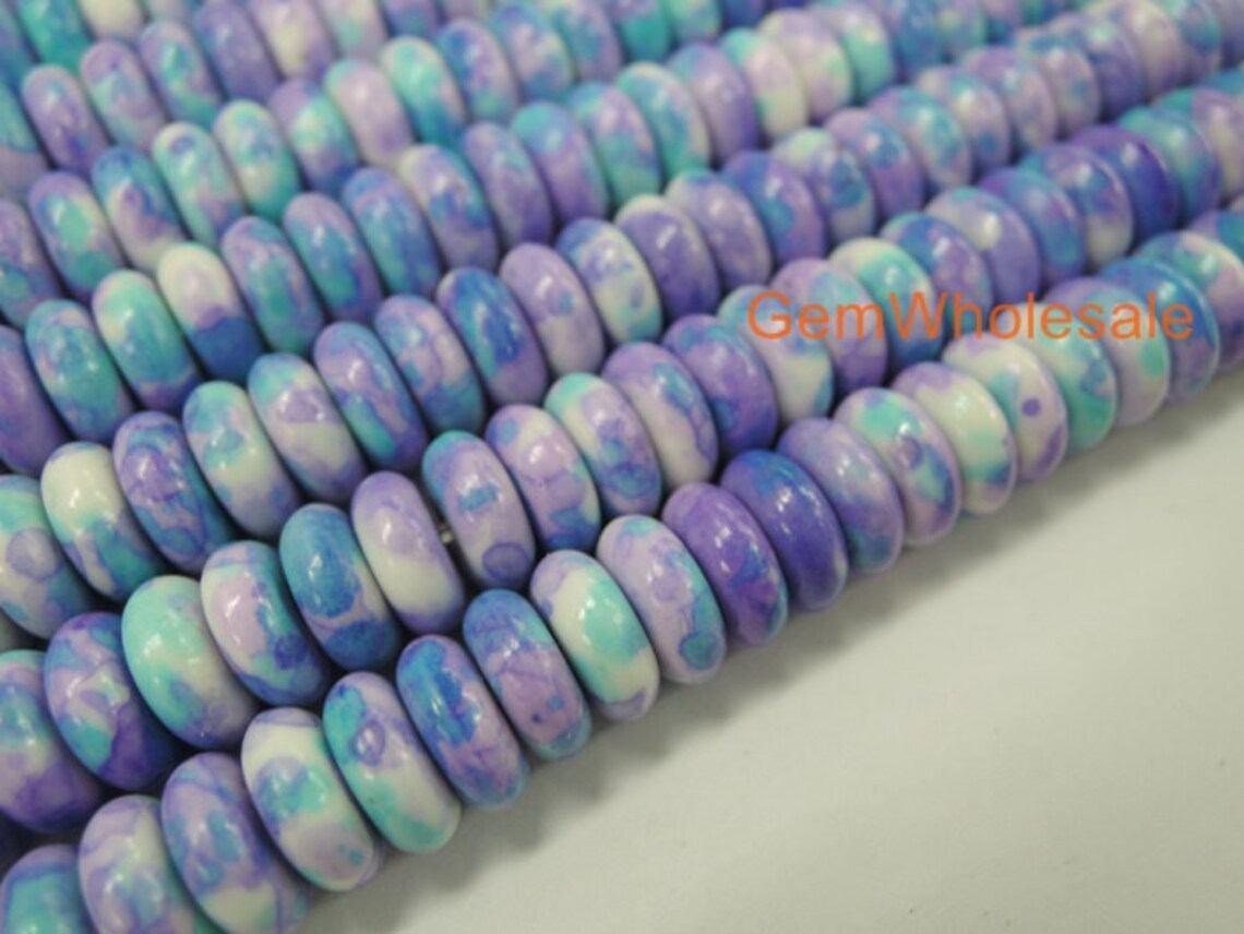 15.5 Dyed 3x8mm Roundel Lavender Blue Rain Flower Stone - Etsy