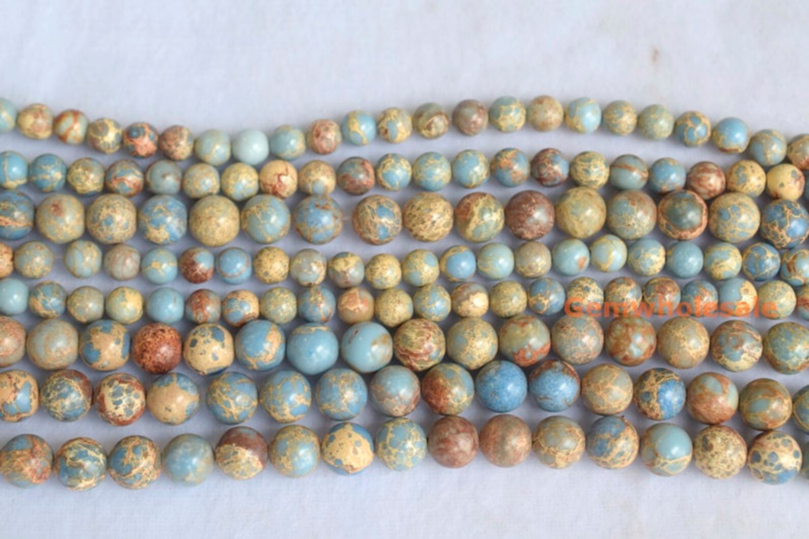 15.5" 8mm/10mm Blue Emperor Jasper Round Beads,sea Sediment Imperial ...