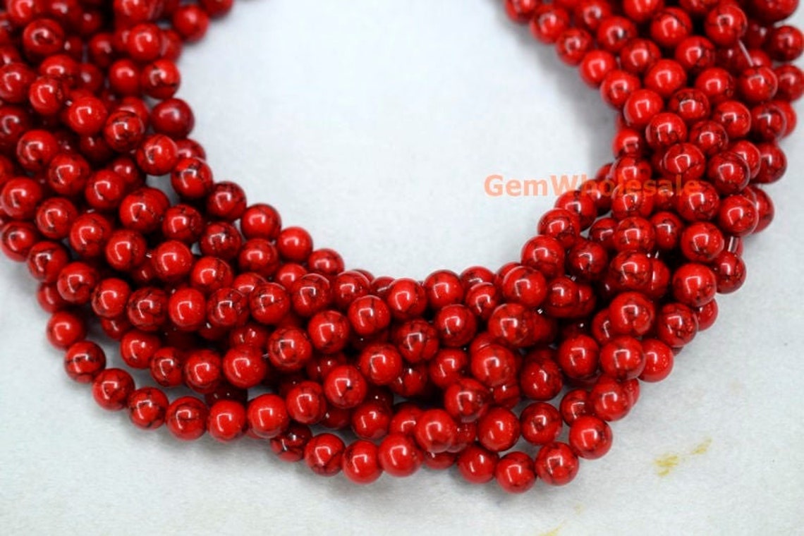 15.5 8mm/10mm/12mm Red Magnesite Round Beads Red - Etsy
