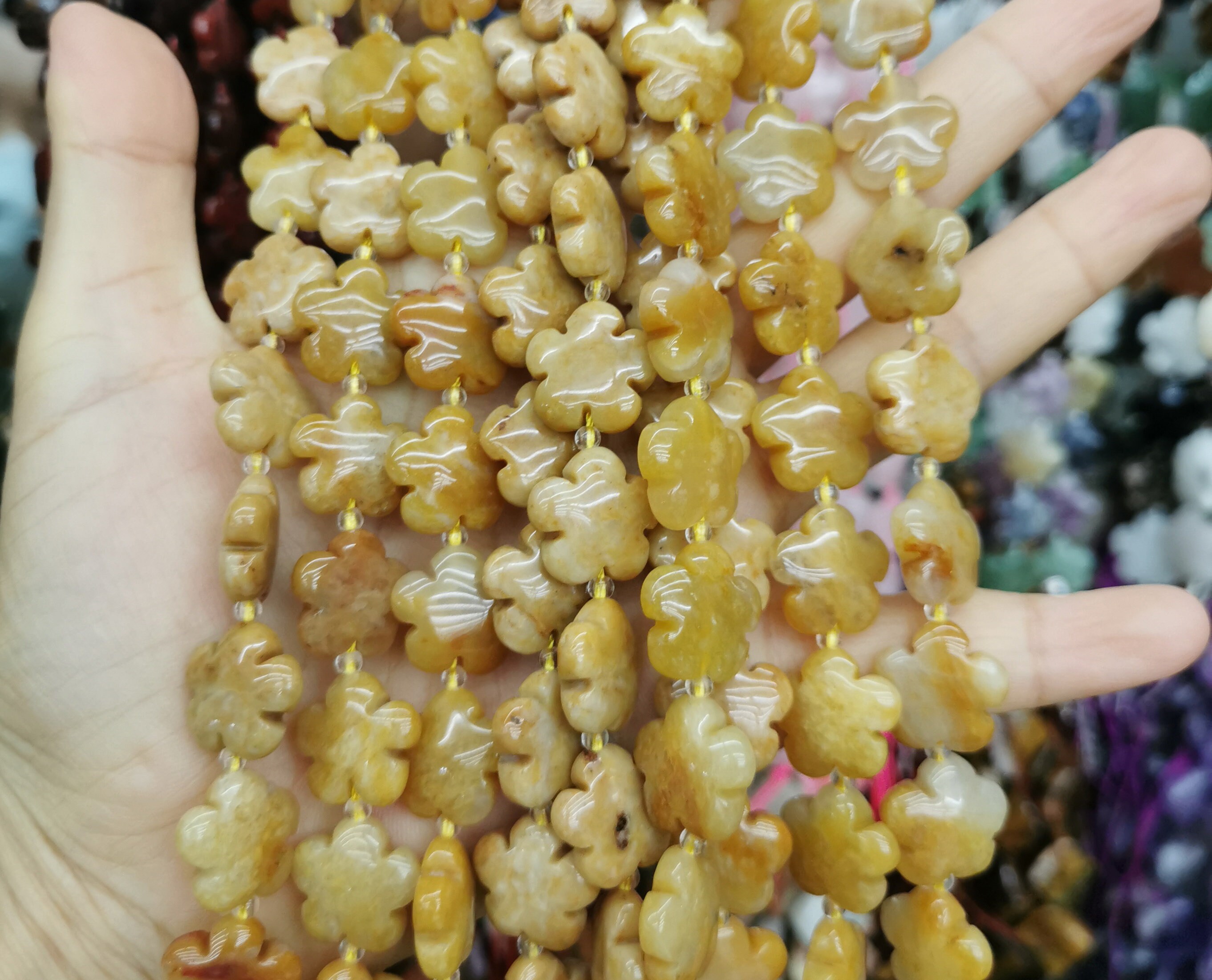 15.5 Light Yellow Jade Flower 15/20mm High Quality - Etsy