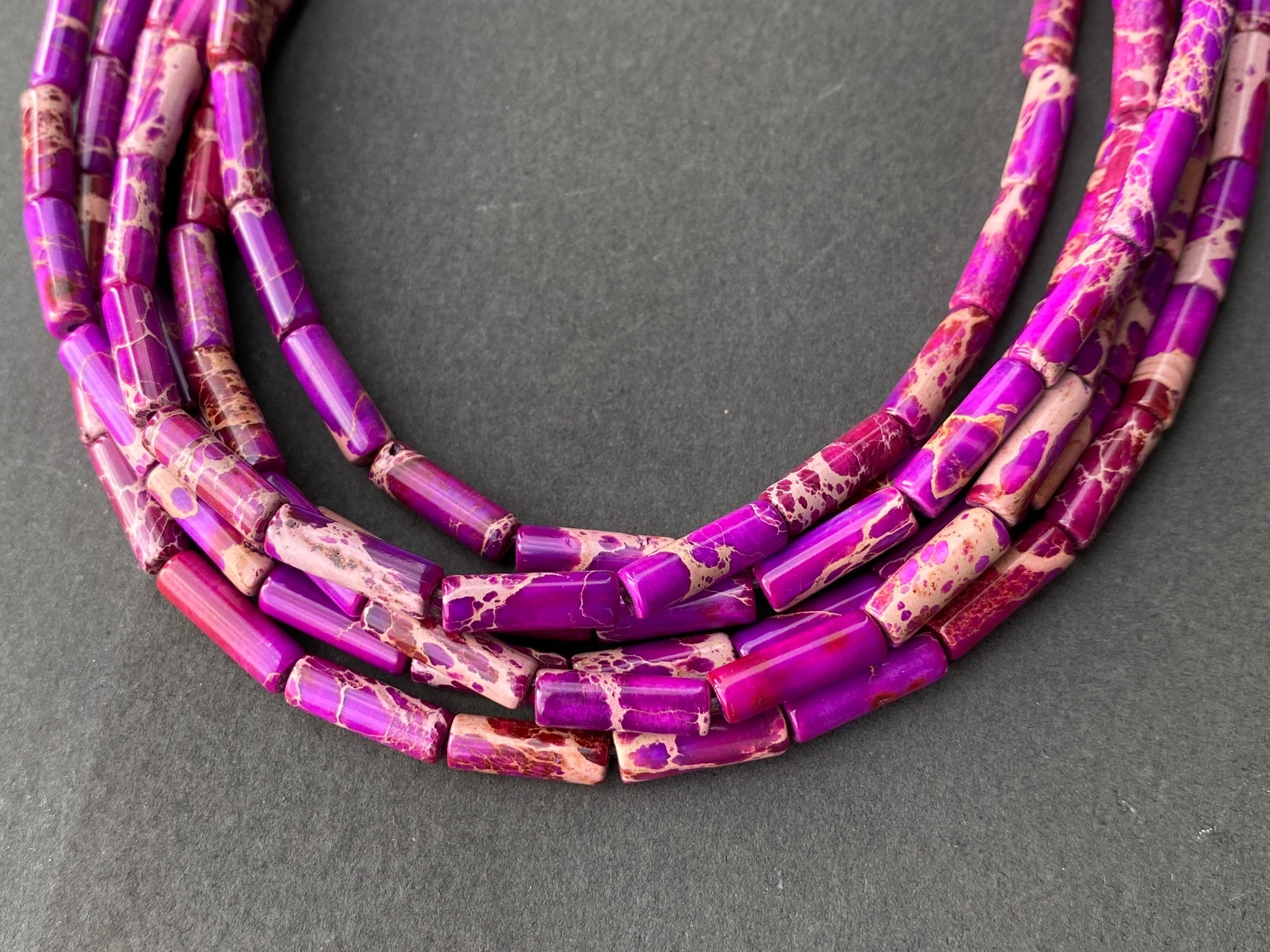 15.5" 4x13mm Purple Emperor Jasper Round Tube Beads,sea Sediment ...