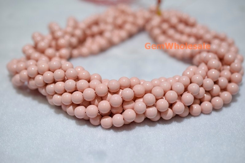 15.5" 8mm/10mm Misty Rose Shell Pearl Round Beads,misty Rose Shell Core ...