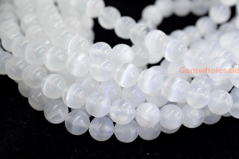 15.5" Natural White Calcite 6mm/8mm/10mm Round Beads, Semi-precious ...