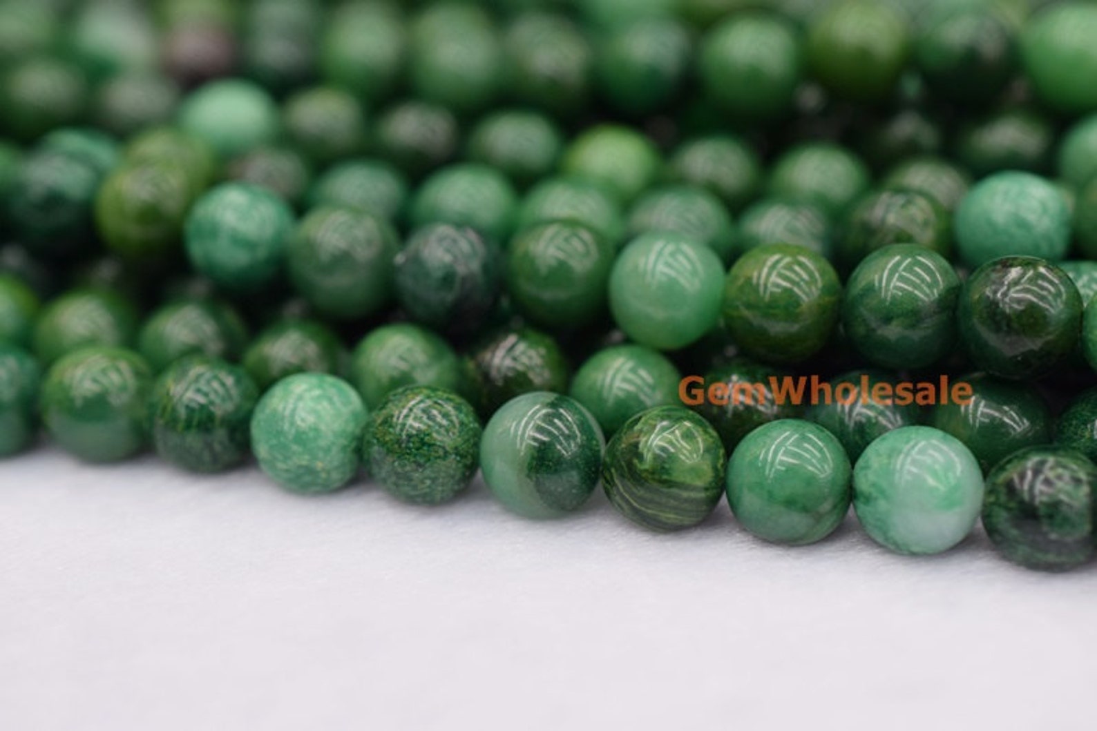 15.5" Natural African Green Jasper 6mm/8mm/10mm/12mm Round Beads, High ...
