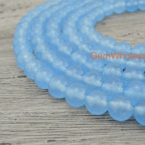 15" Light Blue Malaysian Jade 10mm/12mm Round Beads, Light Blue Color ...