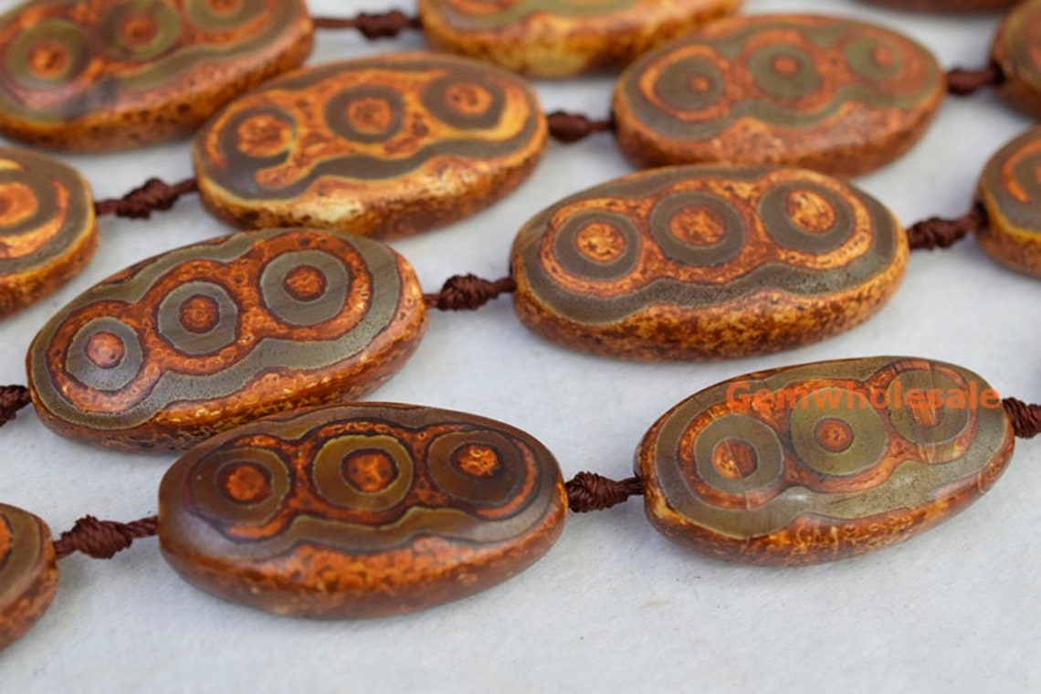 14 22x40mm Antique Brown Bulk Tibetan Dzi Agate Flat - Etsy