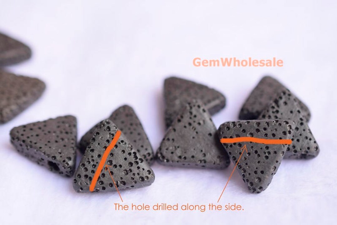 10PCS 18mm Black Lava Triangle Pendant,drilled Hole Along the Side ...