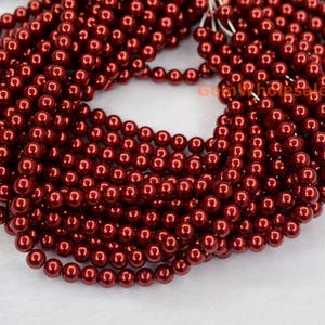 15.5" Dark Red Color Glass Round Beads 6mm/8mm/10mm/12mm, Cheap Dark ...