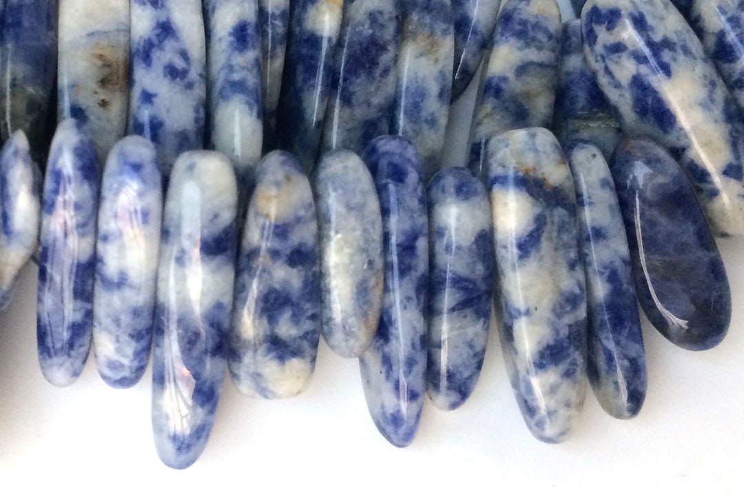 15.5" 15~20mm Blue Spot Jasper Tooth Chips Beads, High Quality Blue ...