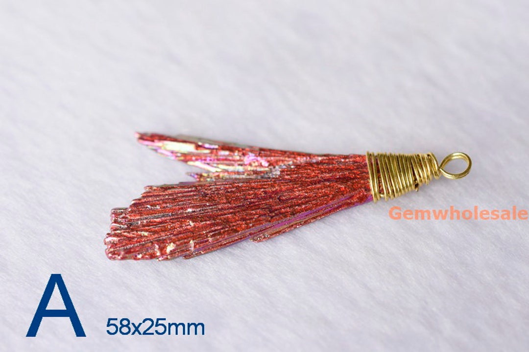 1pc 58x25mm Red Color Kyanite Pendant ,gold Color Plated Pendants , Red ...