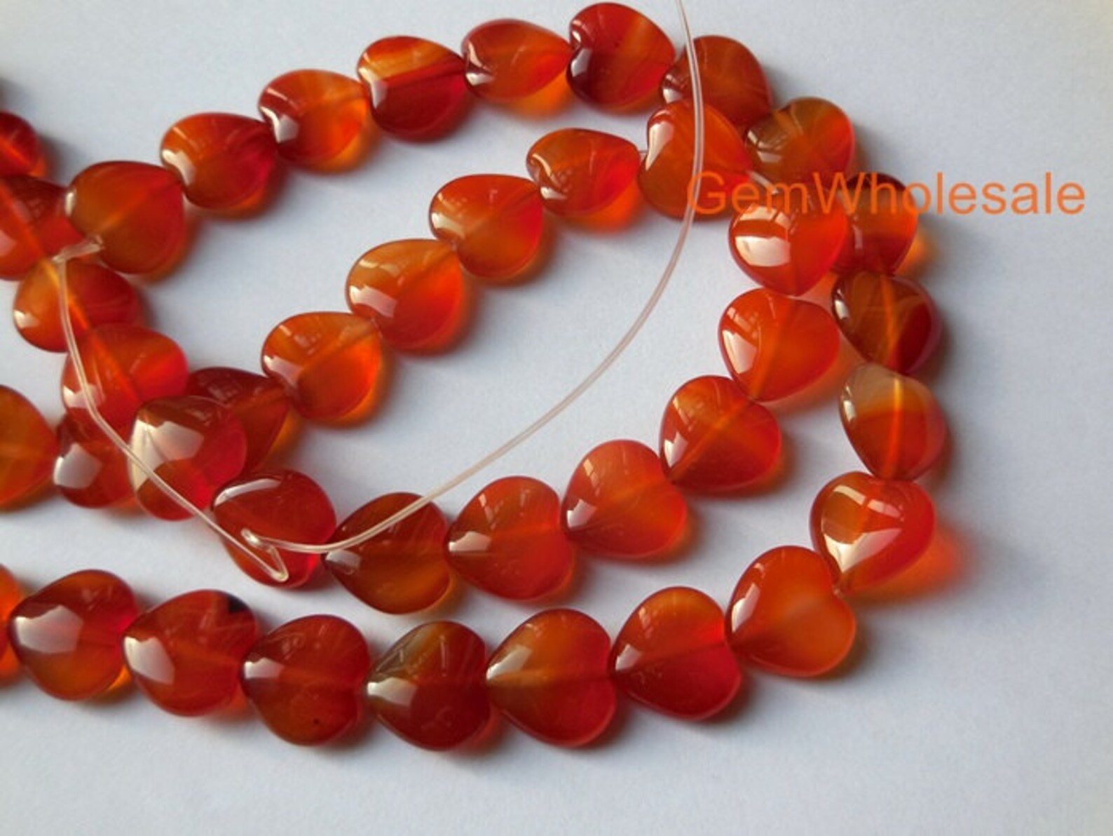 15.5" AA Red Agate Heart 12mm/14mm, Red Gemstone Heart, Semi-precious ...