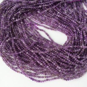 15.5" Natural Amethyst 2mm Round Beads, Semi-precious Stone, Small ...