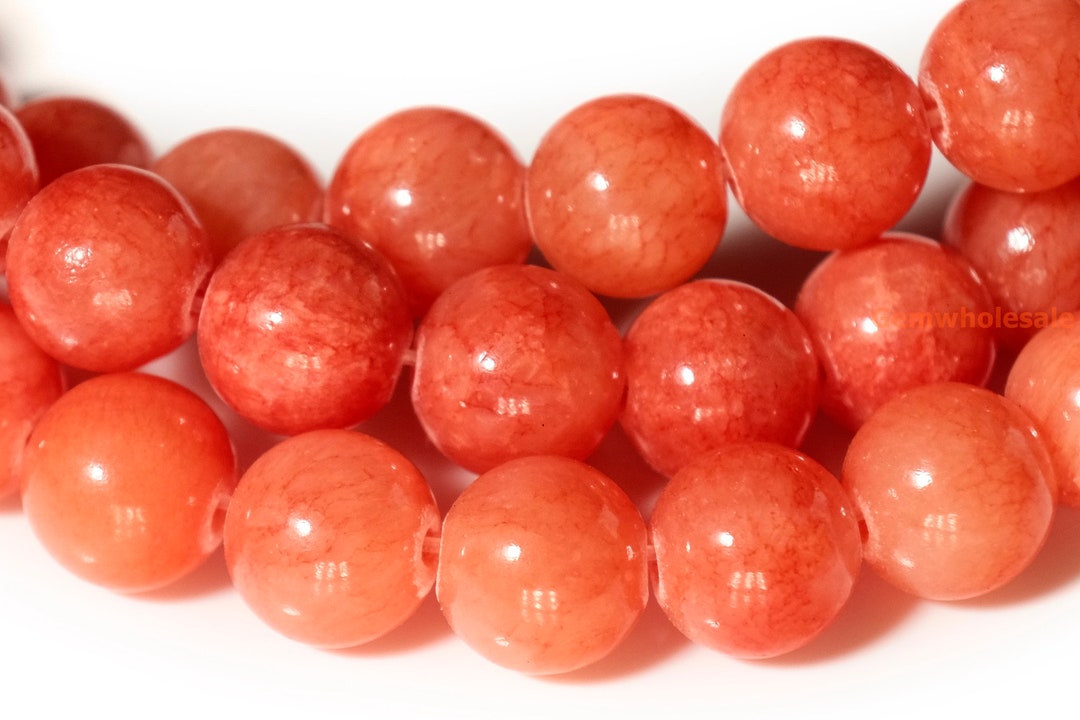 15.5" Orange Dyed Jade 6mm/8mm Round Beads, Orange Color Beads, Orange ...