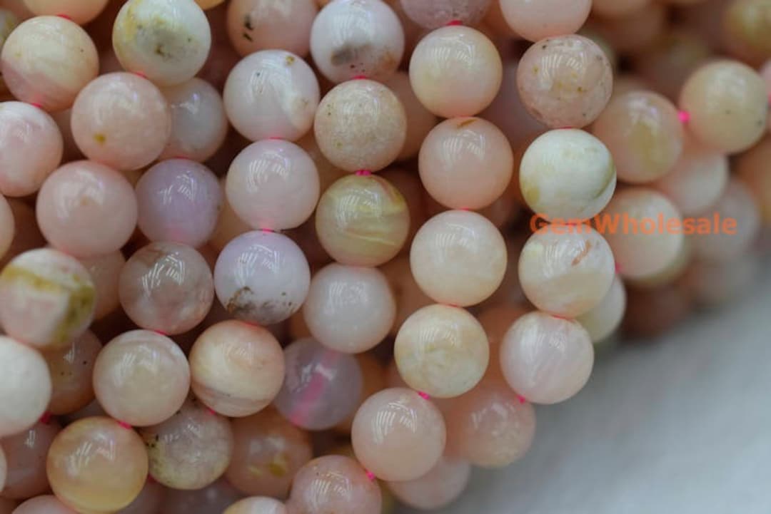 15,5 ""natürliche rosa Opal 6 mm runde Perlen, rosa Edelsteinperlen ...