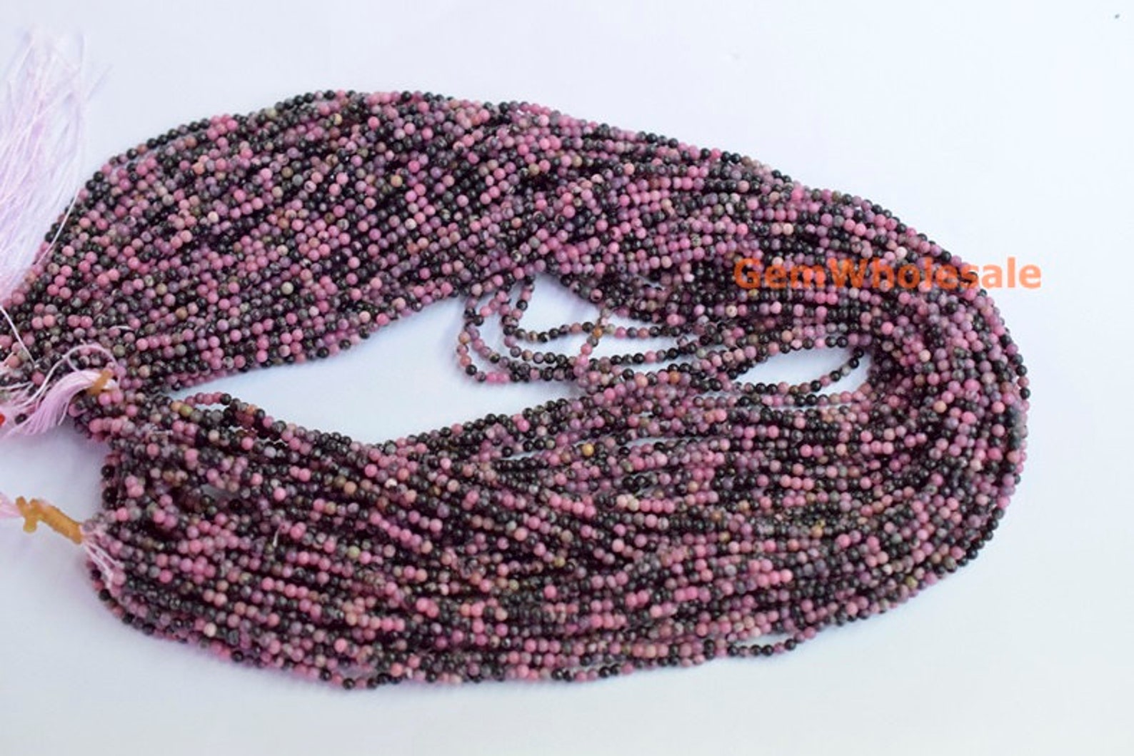 15.5" Rhodonite 2mm Round Beads, High Quality Rhodonite Semi-precious ...