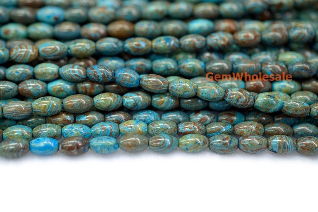 15.5 5x8mm Turquoise Blue Calsilica Jasper Rice Beads - Etsy