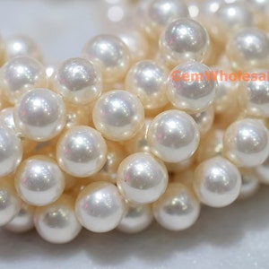 15.5" 8mm/10mm Luster White Shell Pearl Round Beads,luster White Shell ...