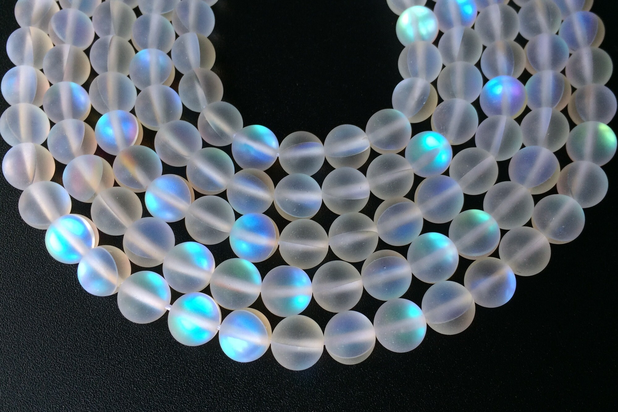 15" 6mm/8mm/10mm Rainbow Synthetic Moonstone/frosted Glass Round Beads ...
