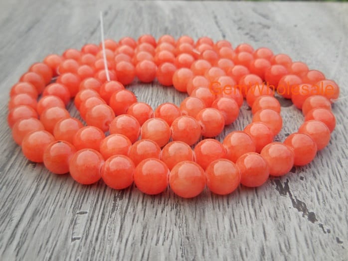 15.5 Orange Dyed Jade 6mm/8mm Round Beads Orange Color | Etsy