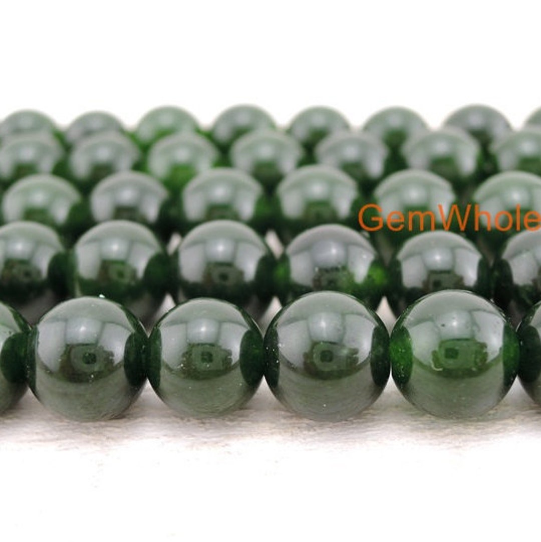15" Dark Green Malaysian Jade 6mm/8mm/10mm/12mm Round Beads, Dark Green ...