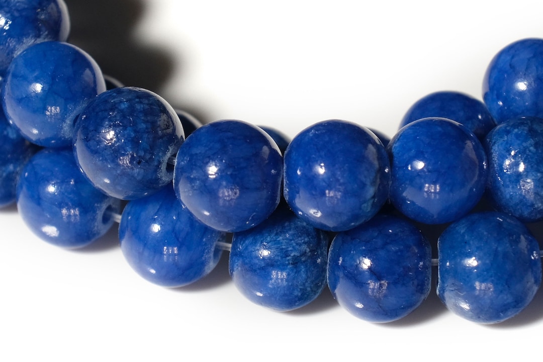15.5" Dyed Dark Blue Jade 6mm/8mm/10mm/12mm Round Beads, Dark Blue ...