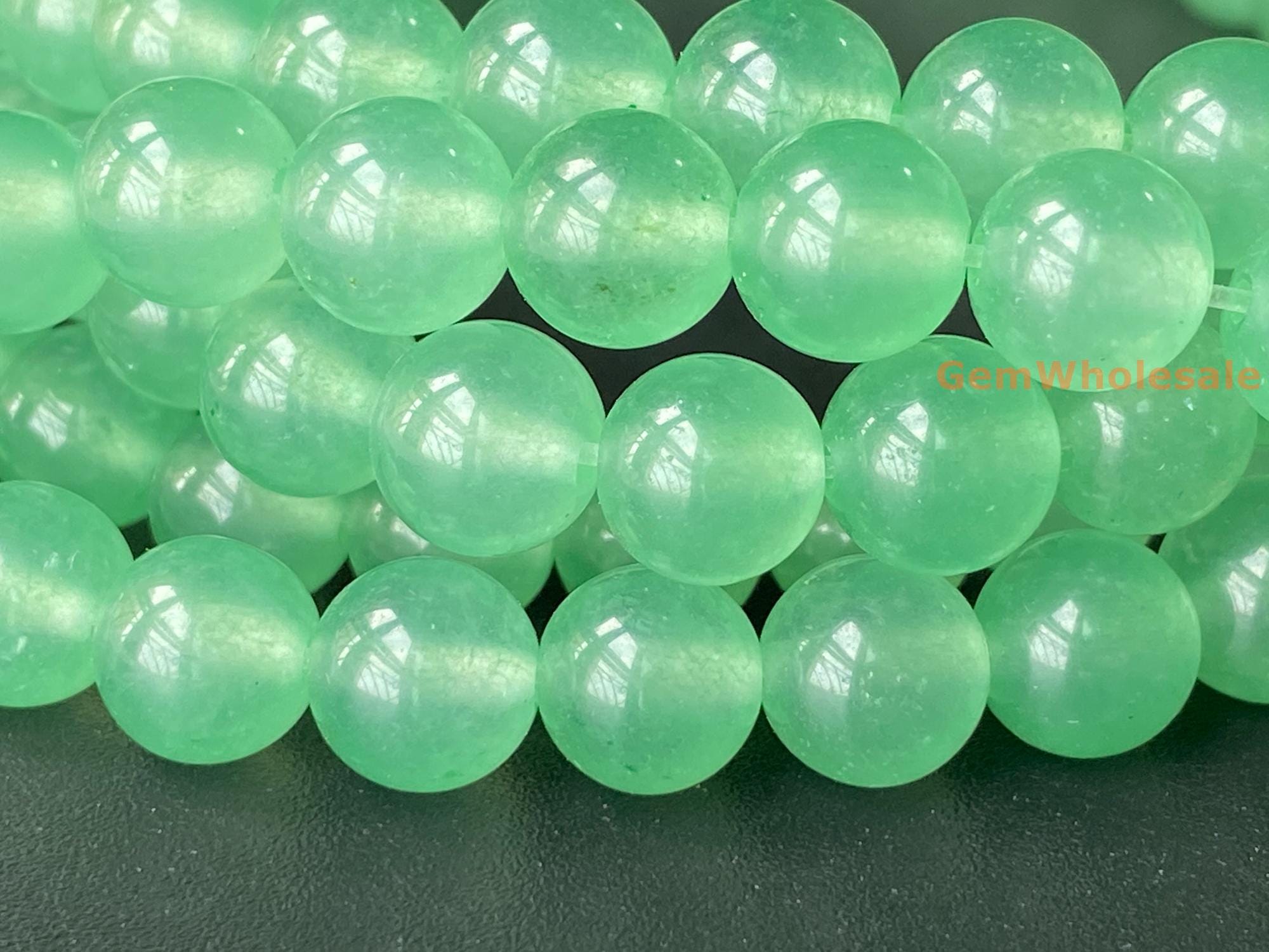 15" Light Green Malaysian Jade 6mm/8mm/10mm/12mm Round Beads, Light ...