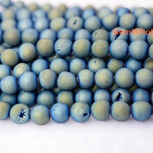 15 Plating Blue Druzy Agate 6mm/8mm/10mm/12mm/14mm round | Etsy