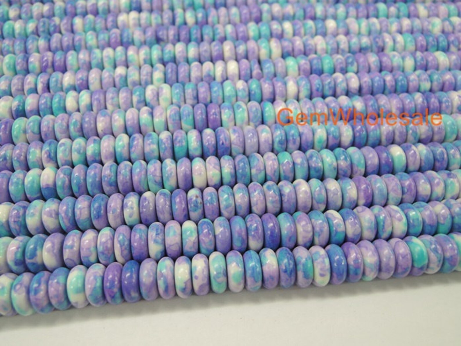 15.5 Dyed 3x8mm Roundel Lavender Blue Rain Flower Stone | Etsy