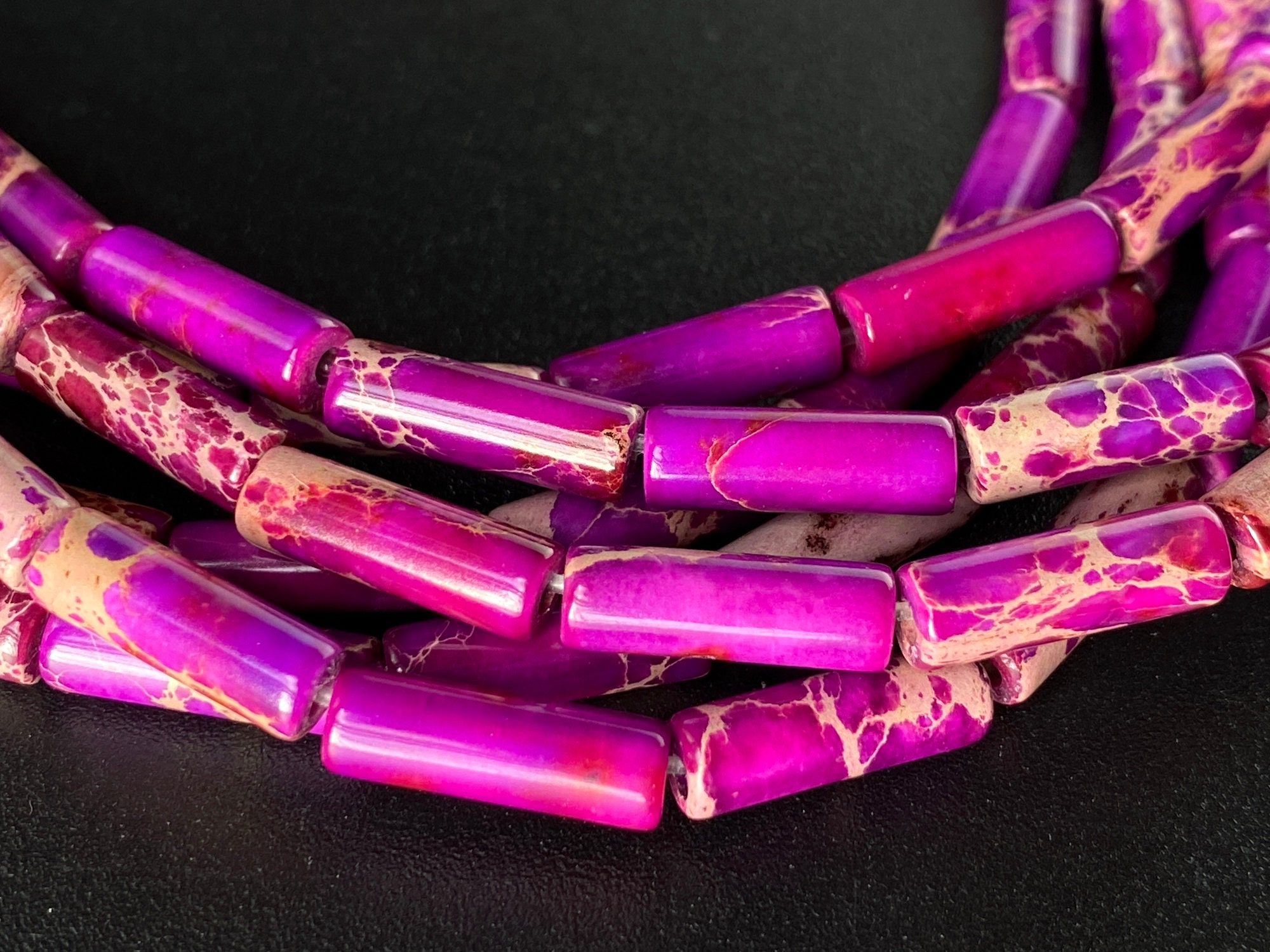 15.5" 4x13mm Purple Emperor Jasper Round Tube Beads,sea Sediment ...