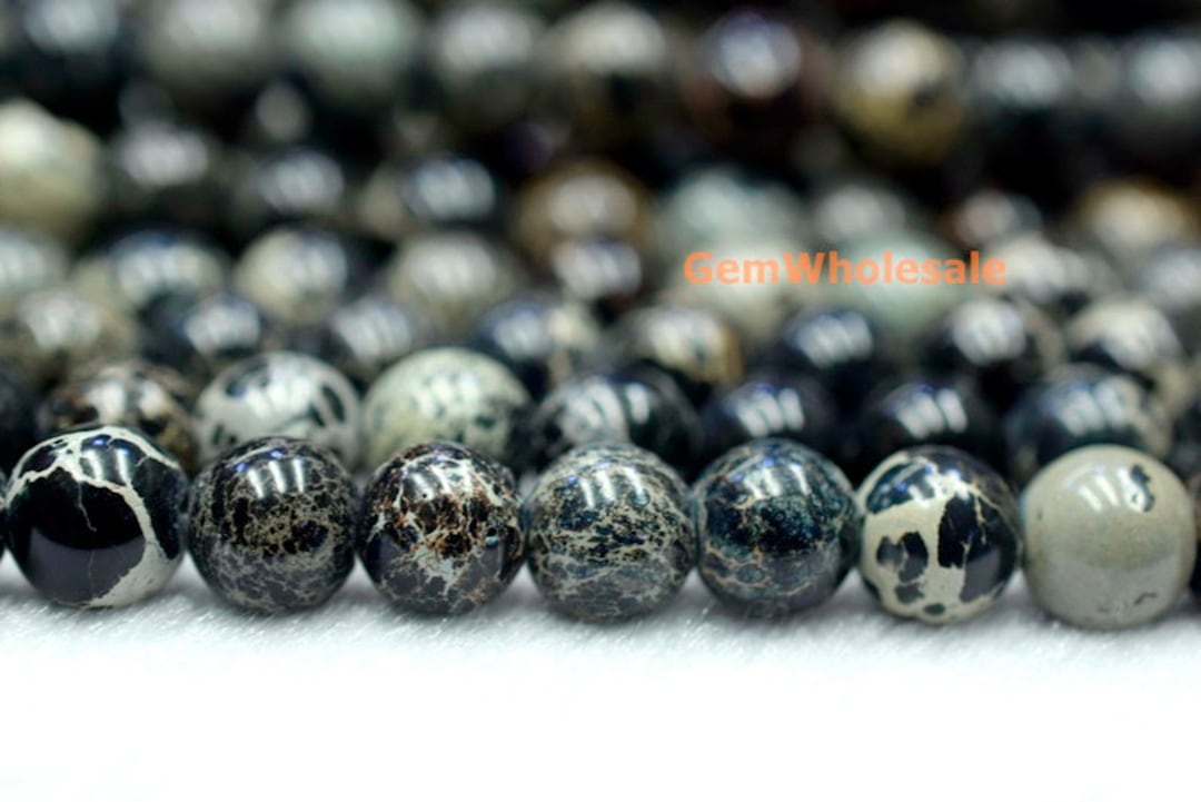 15.5" High Quality Black Emperor Jasper Round Beads 6mm/8mm/10mm,sea ...