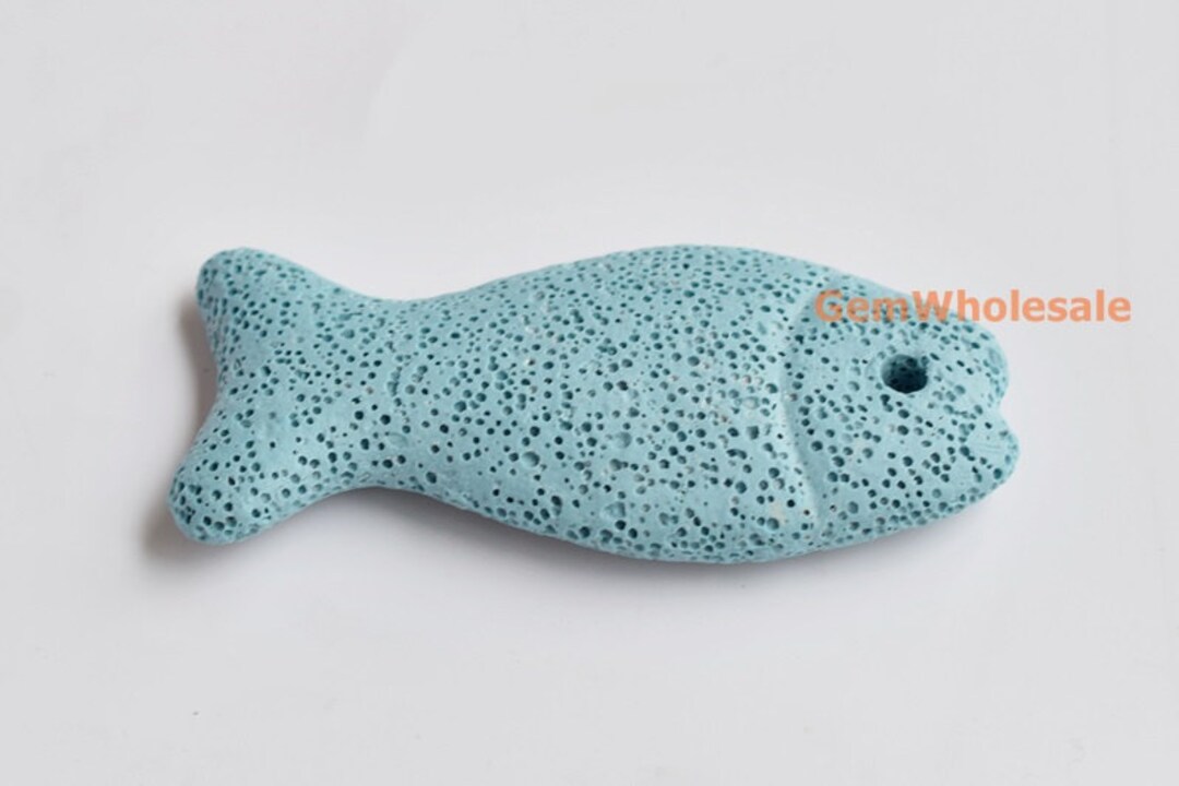 4PCS 30x70mm Light Blue Lava Fish Pendant,yellow/white/red/green Color ...