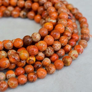 15.5" 8mm/10mm High Quality Orange Emperor Jasper Round Beads,sea ...