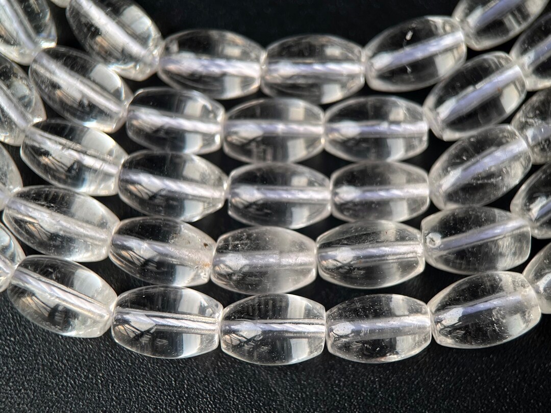 15.5 6.57mmx10mm Natural Rock Crystal Rice/oval Beads, Clear Quartz ...
