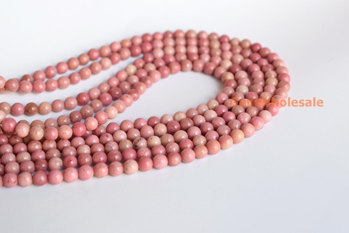 15.5 Rhodonite 4mm/6mm Round Beads Red Semi-precious - Etsy