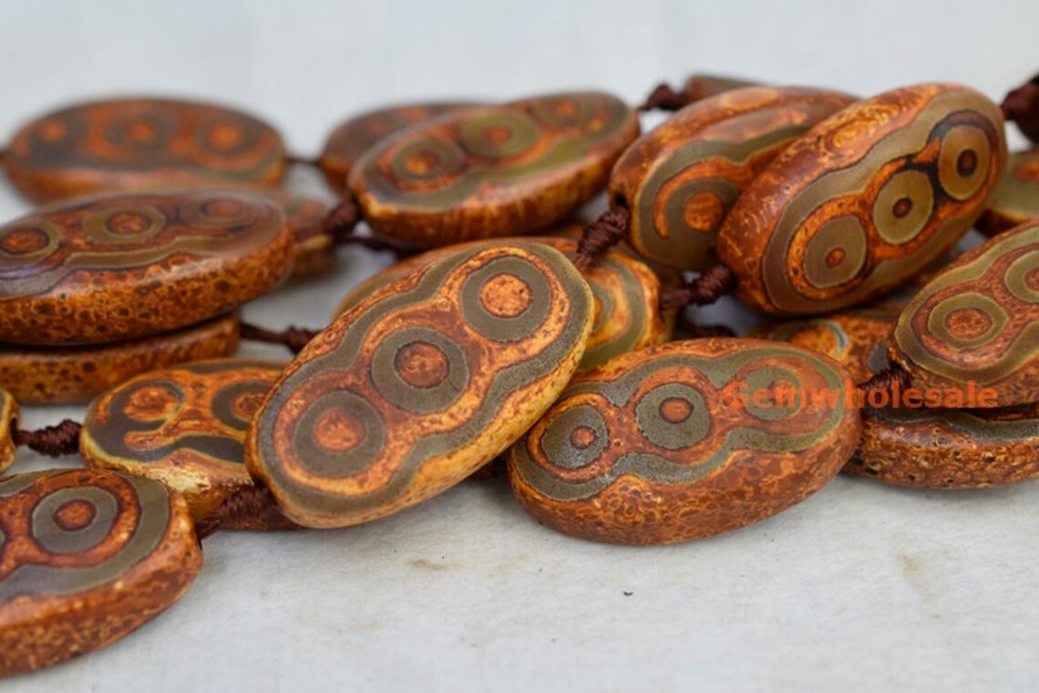 14 22x40mm Antique Brown Bulk Tibetan Dzi Agate Flat - Etsy