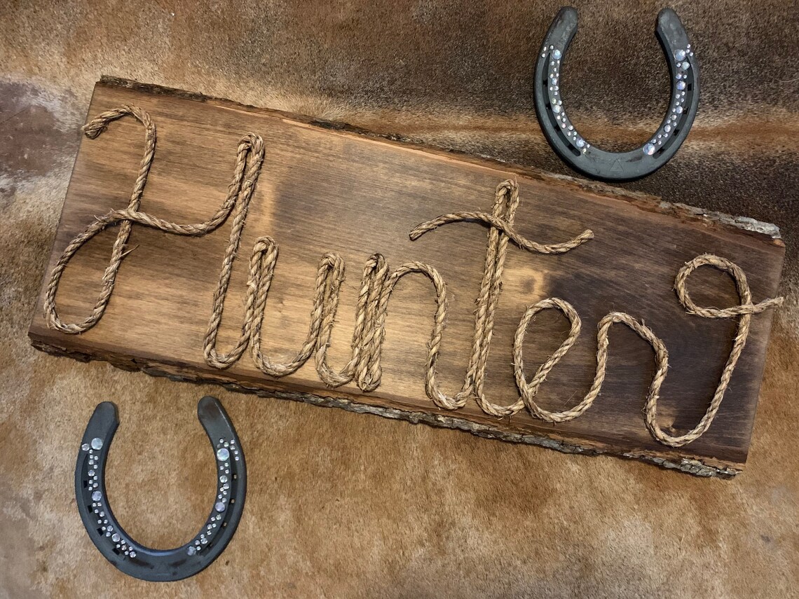 Custom Baby Name Signs W/ Rope - Etsy