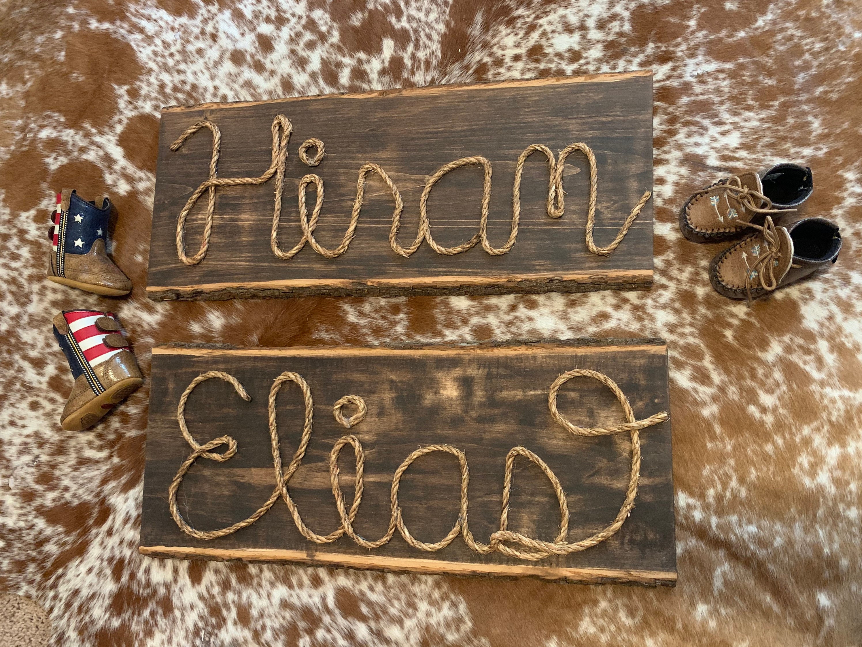 Custom Baby Name Signs W/ Rope - Etsy
