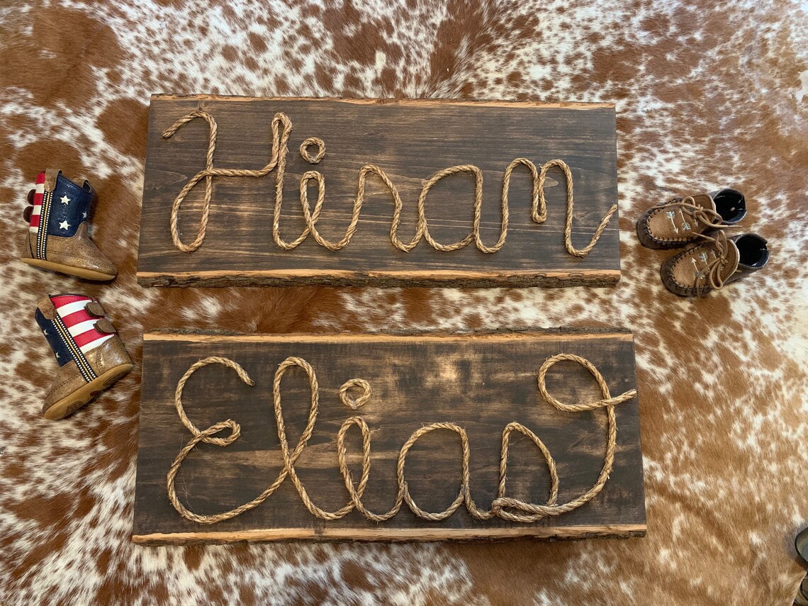 Custom Baby Name Signs W/ Rope - Etsy