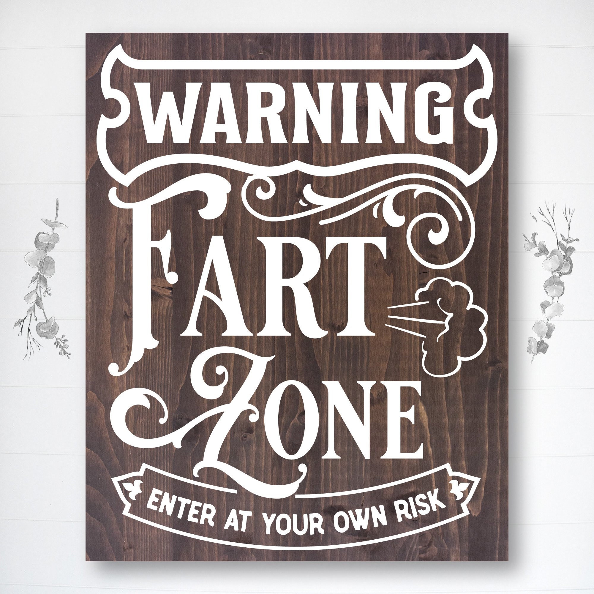 Warning Fart Zone Funny Bathroom Sign Farmhouse Wood Sign | Etsy
