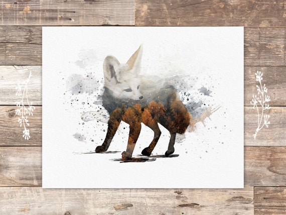 Double Exposure Fennec Fox Art Print 8x10 | Etsy