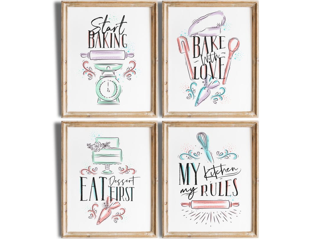 Kitchen Quotes Baking Wall Print (set of 4) - 8x10s - Etsy