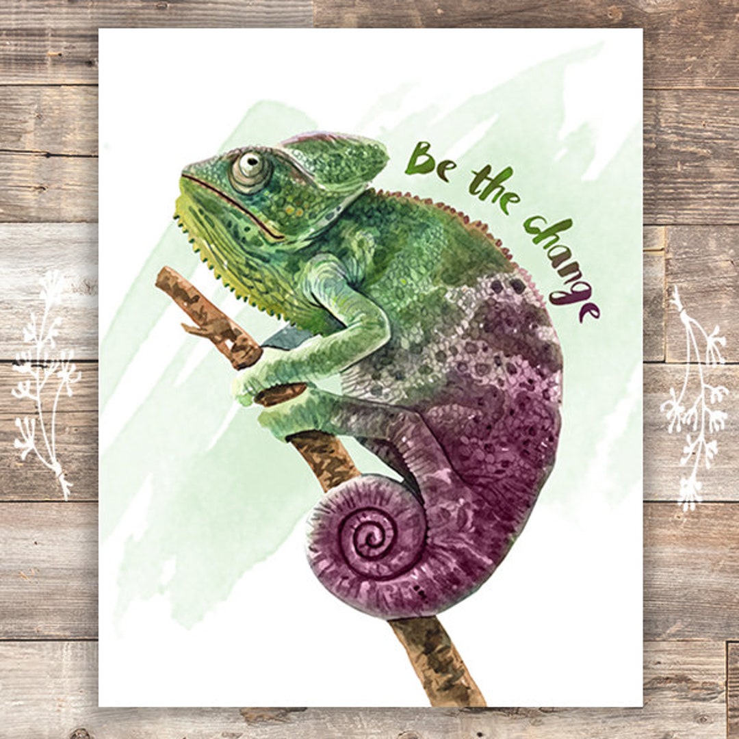 Chameleon Wall Art Print Tropical Home Decor 8x10 - Etsy