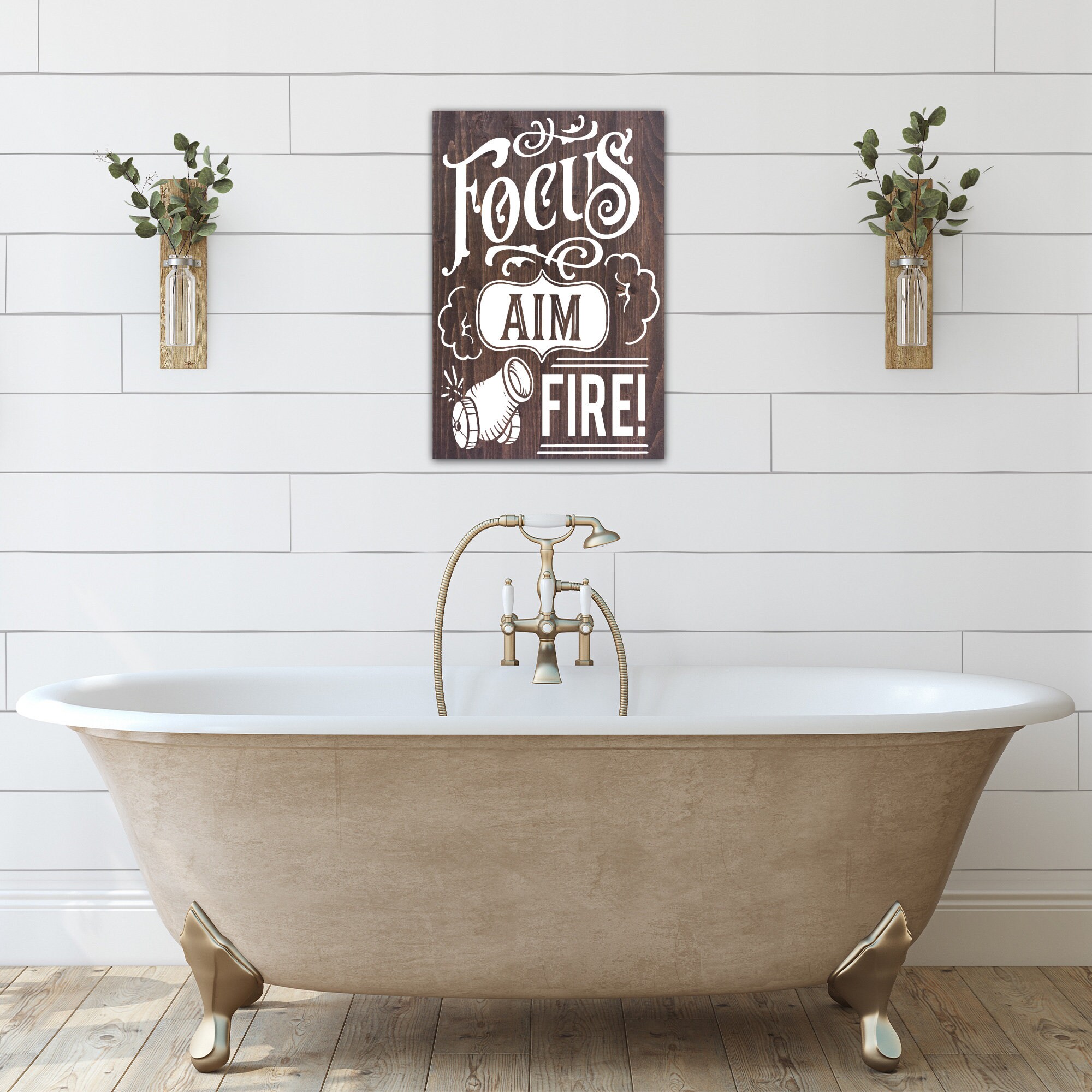Focus Aim Fire Funny Bathroom Sign Fast Shipping & Ready | Etsy