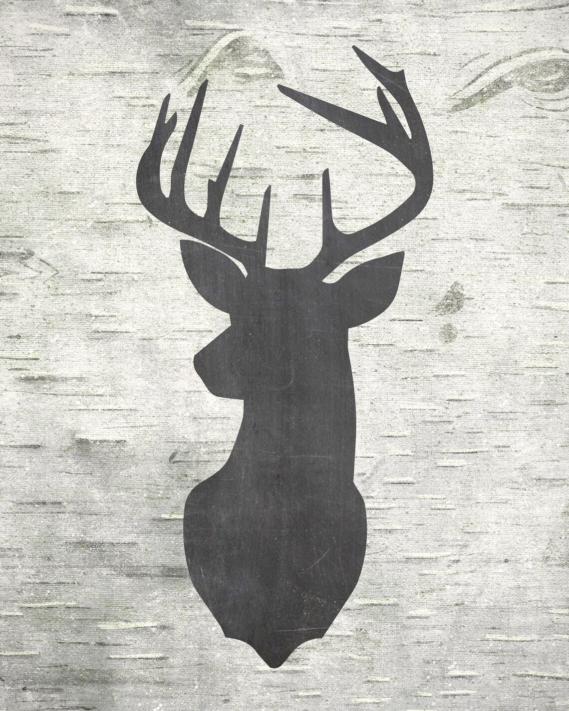 Birch Chalkboard Deer Silhouette Art Print 8x10 - Etsy