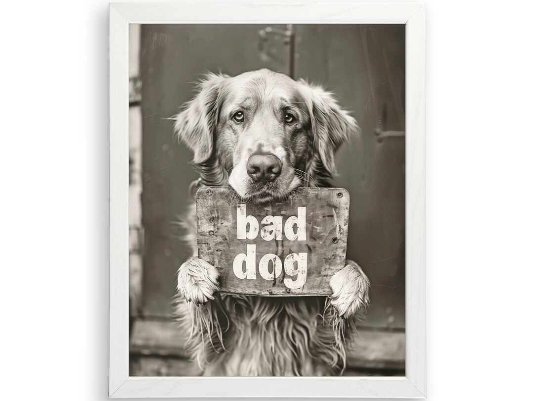 Golden Retriever 'bad Dog' Art Print: Vintage Dog Wall Decor - Etsy