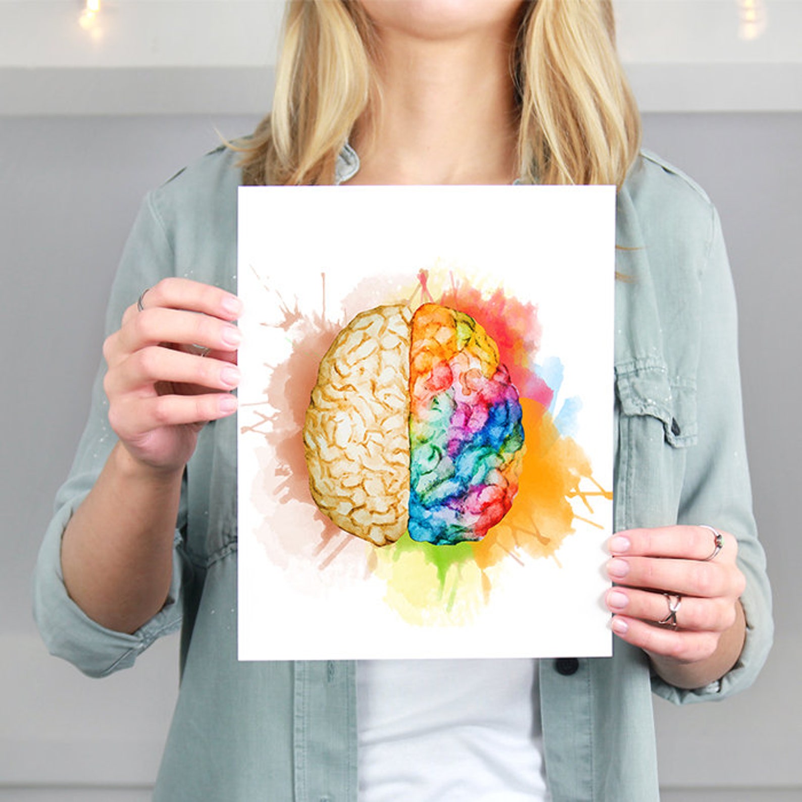 Watercolor Creative Brain Art Print Unframed 8x10 | Etsy
