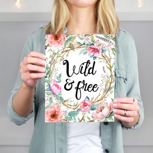 Wild and Free Floral Wreath Art Print 8x10 - Etsy